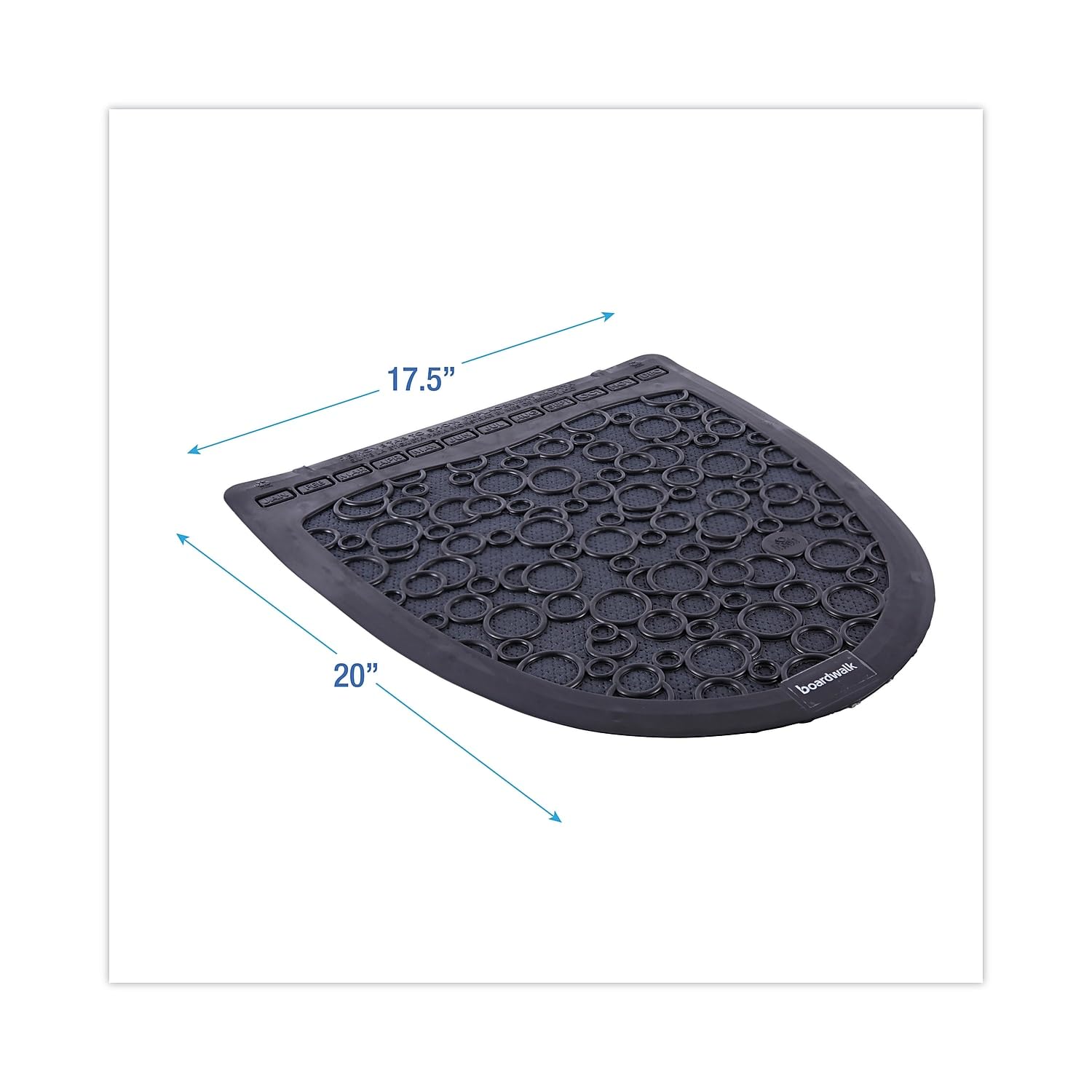 Boardwalk BWKUMBB 17.5 in. x 20 in. 2.0 Rubber Urinal Mat - Black (6/Carton)