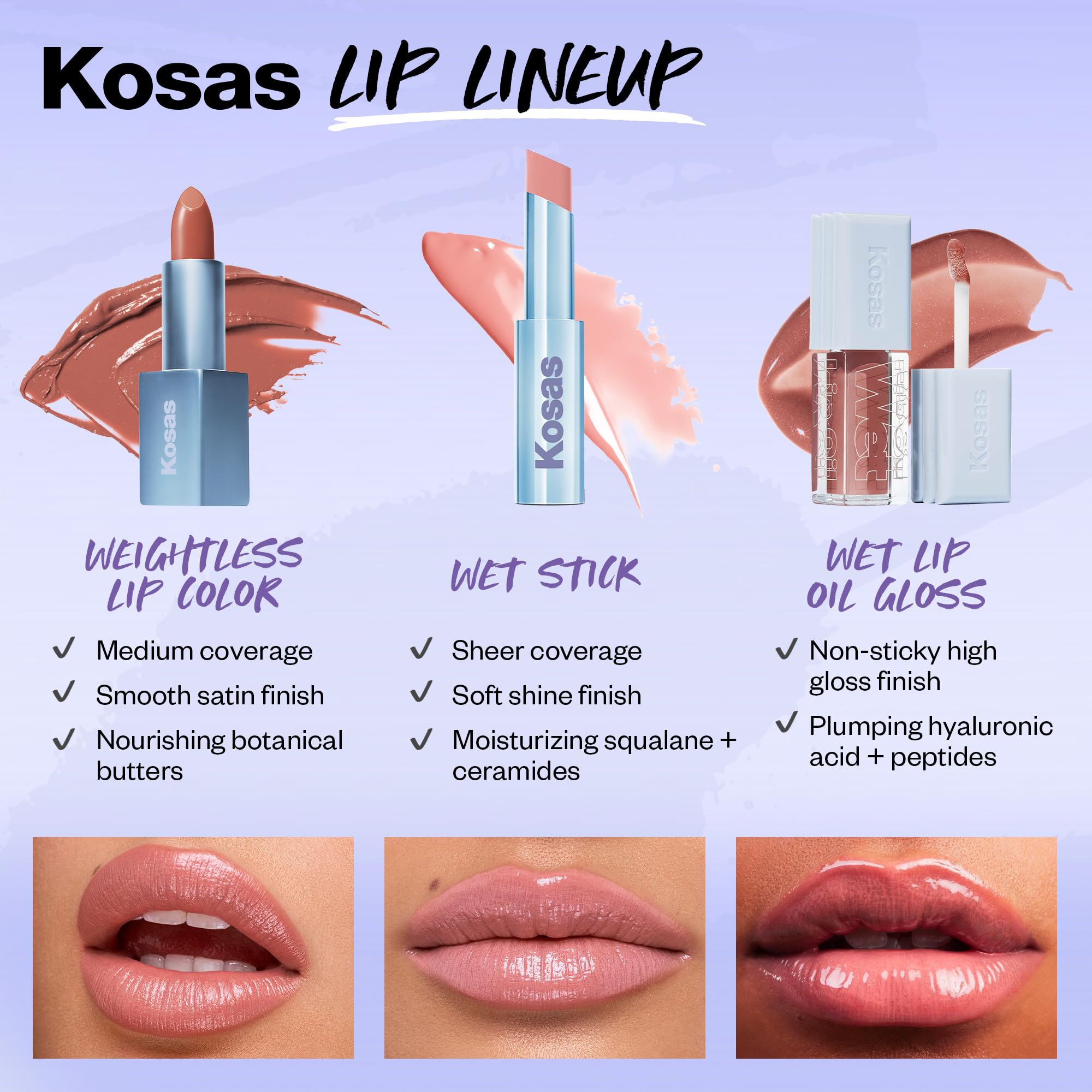 Kosas Weightless Lip Color Nourishing Satin Lipstick - High Impact Lip Color with Clean Formula - Comfy feel & Soft Finish - Rosewater