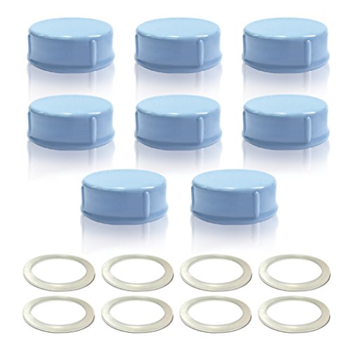 Maymom Solid Lids with Sealing Ring for Standard Sized Bottles, Bottles Lids, Compatible with Medela Bottles, Ameda, and Small Sized Nuk, Playtex, Gerber Bottles, Lifefactory Bottle; 8pc (Blue)