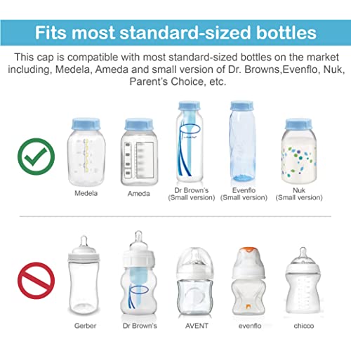 Maymom Solid Lids with Sealing Ring for Standard Sized Bottles, Bottles Lids, Compatible with Medela Bottles, Ameda, and Small Sized Nuk, Playtex, Gerber Bottles, Lifefactory Bottle; 8pc (Blue)