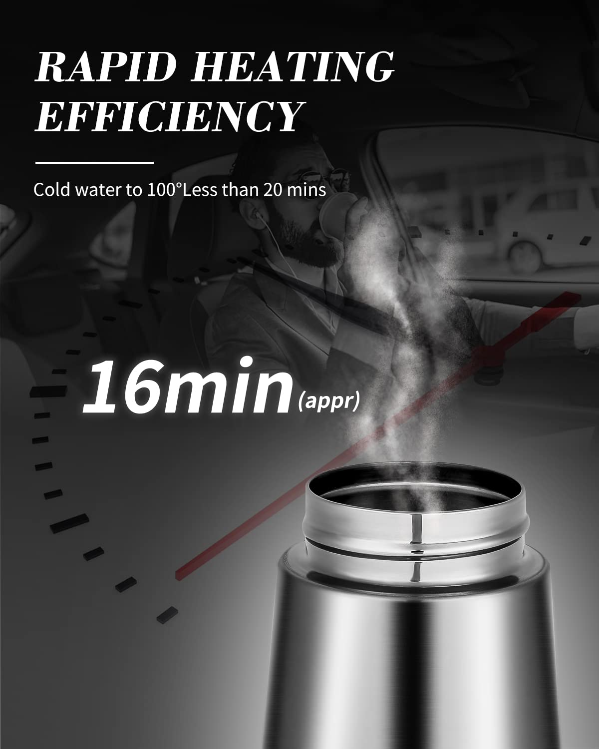 Spardar 12V Car Kettle Boiler Electric Travel Portable Kettle Fast Water Boiler & Heater with LED Indicator Light for Water, Tea, Coffee and Milk