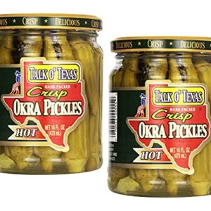 Talk O Texas Okra Pickles, Hot, 16 oz (Pack of 2)