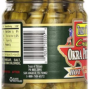 Talk O Texas Okra Pickles, Hot, 16 oz (Pack of 2)