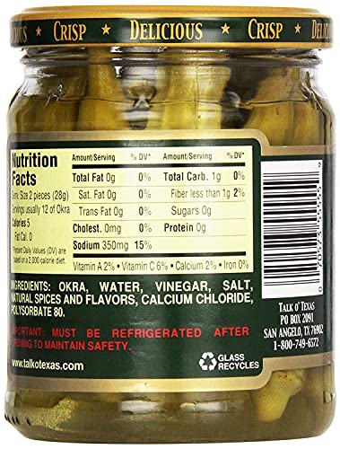 Talk O Texas Okra Pickles, Hot, 16 oz (Pack of 2)