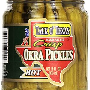 Talk O Texas Okra Pickles, Hot, 16 oz (Pack of 2)