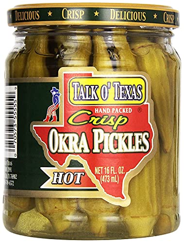 Talk O Texas Okra Pickles, Hot, 16 oz (Pack of 2)