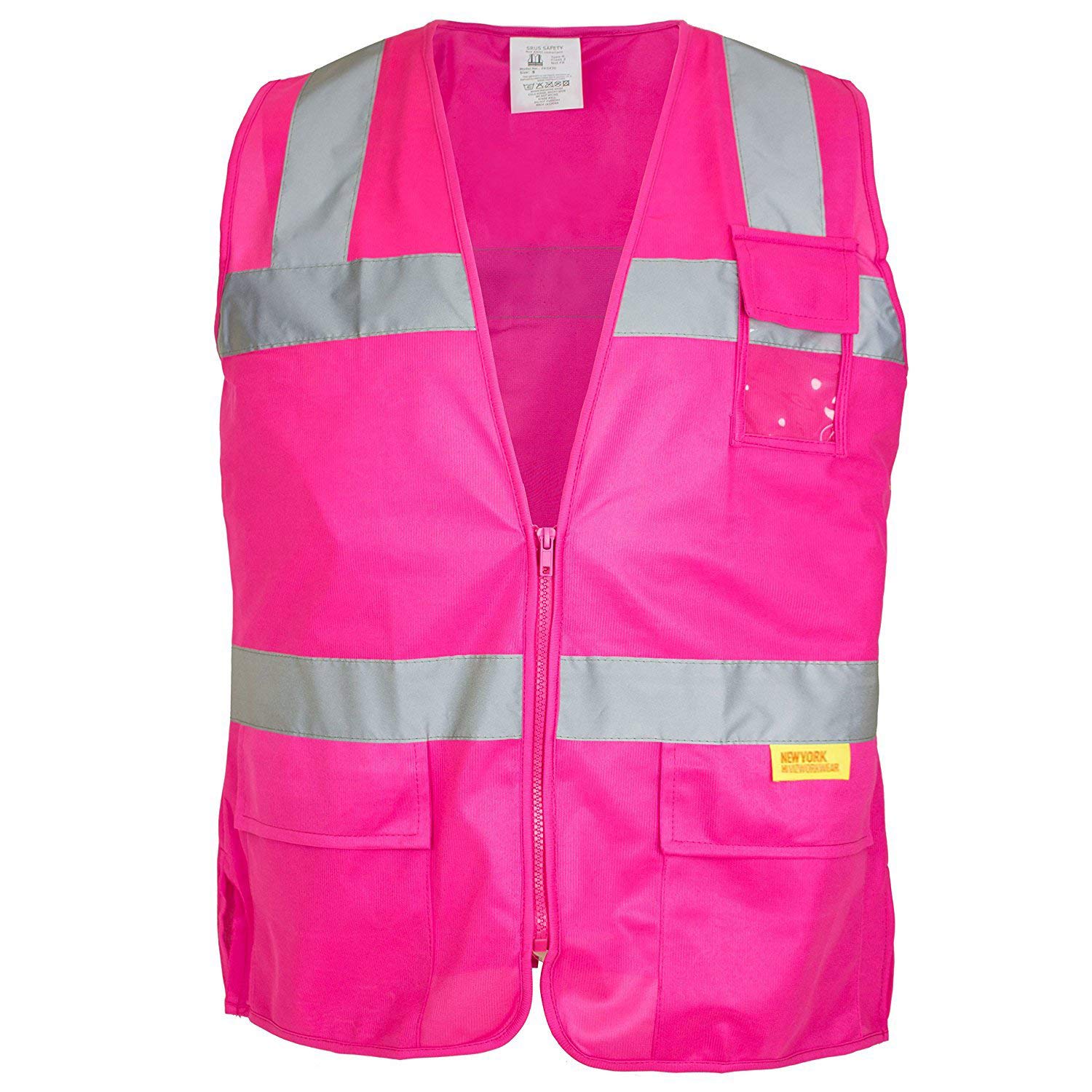 New York Hi-Viz Workwear RK Safety PK0430 ANSI/ISEA Class 2 Certified Female Safety Vest (Pink, Small)