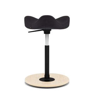 varier move tilting saddle stool (black revive fabric with natural ash base)