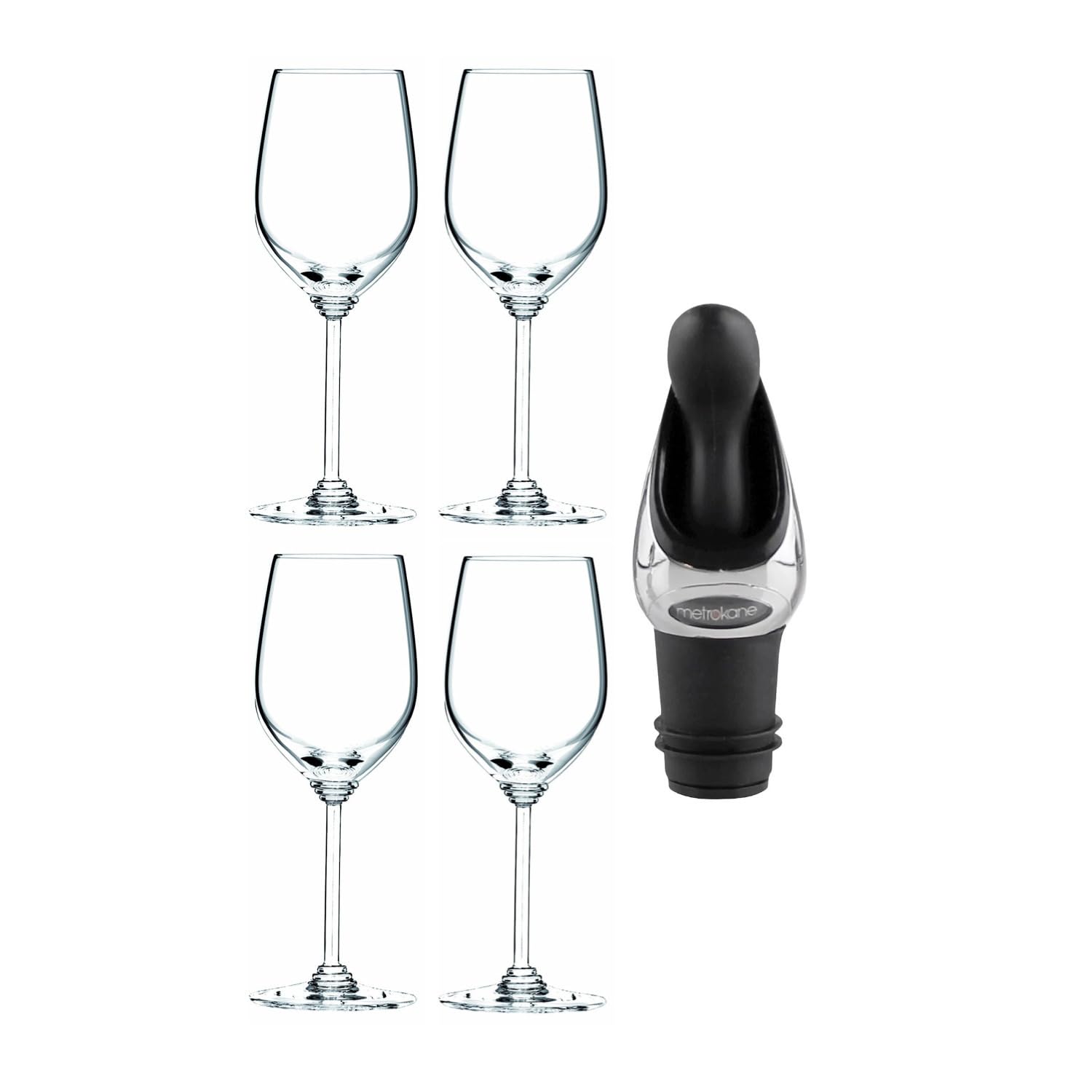 Riedel Wine Series Viognier/Chardonnay Glass, Set of 4 Bundle with Wine Pourer and Stopper (3 Items)