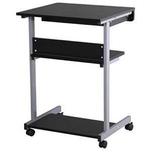 Yaheetech Mobile Lectern Podium Rolling Standing up Desk for Reading - LapTop Stand w/Tilted Top Board & Edge Stopper