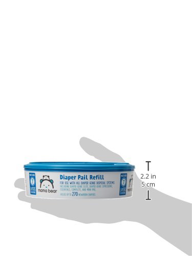 Amazon Brand - Mama Bear Diaper Pail Refills for Genie Pails, Unscented, 270 Count (Pack of 1)