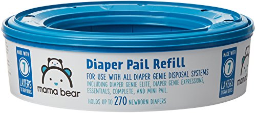 Amazon Brand - Mama Bear Diaper Pail Refills for Genie Pails, Unscented, 270 Count (Pack of 1)