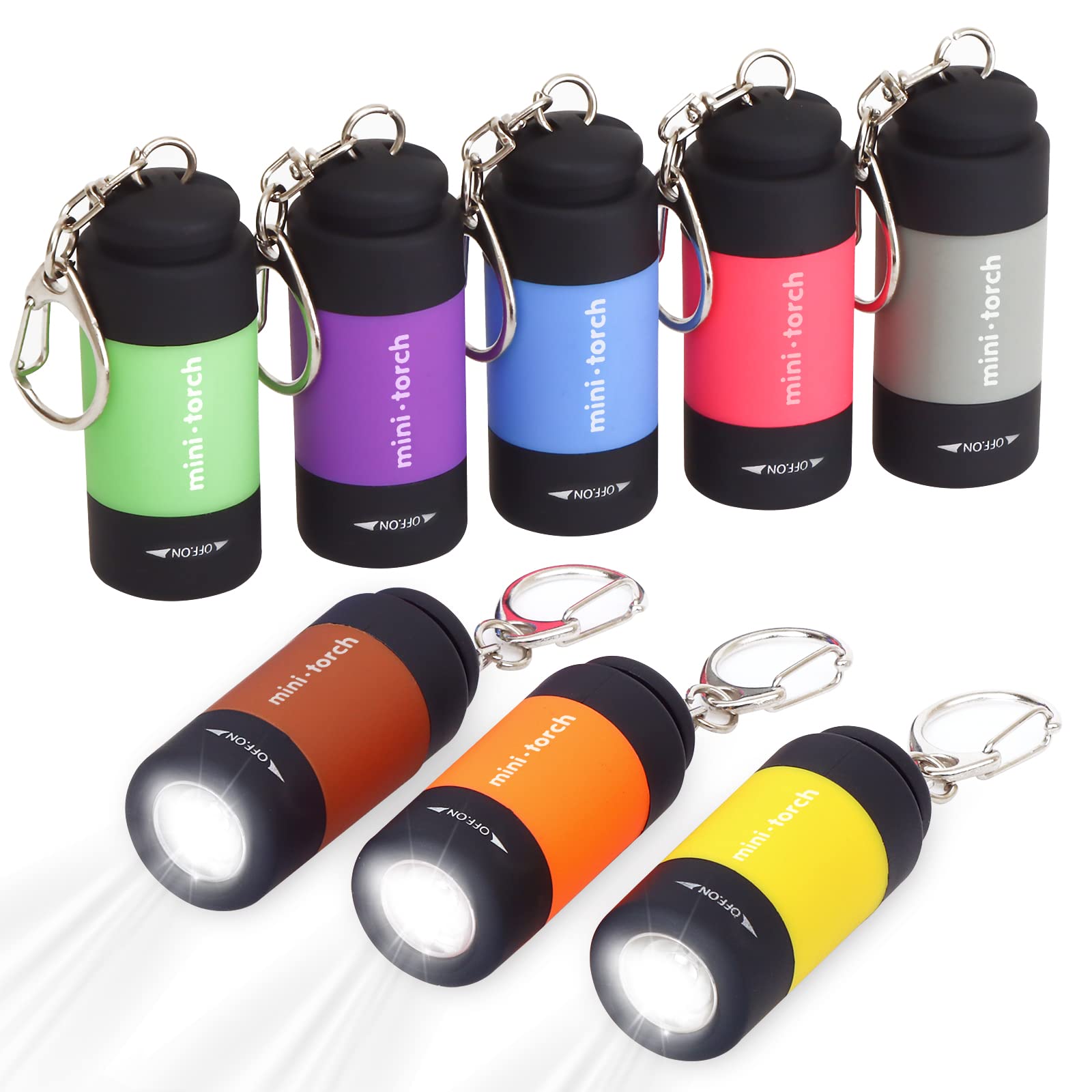 UCEC Mini Keychain Flashlight, Travel Flashlight USB Torch Rechargeable Colorful LED Flashlight High-Powered Pocket Keychain Flashlights, 8 Pack