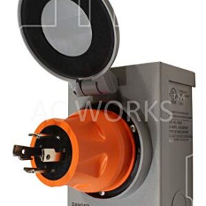 AC WORKS Generator to Transfer Switch 50Amp Inlet Box Adapter (L14-30 30Amp 4-Prong to CS6364 Compact)