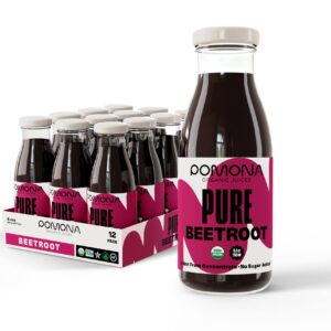 Pomona Organic Cold Pressed Beet Juice, Non-GMO, No Sugar, Gluten Free, Kosher, Preservative Free - Pack of 12, 8.4 oz