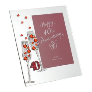 oaktree gifts flute diamante 40th anniversary mirror frame 4 x 6