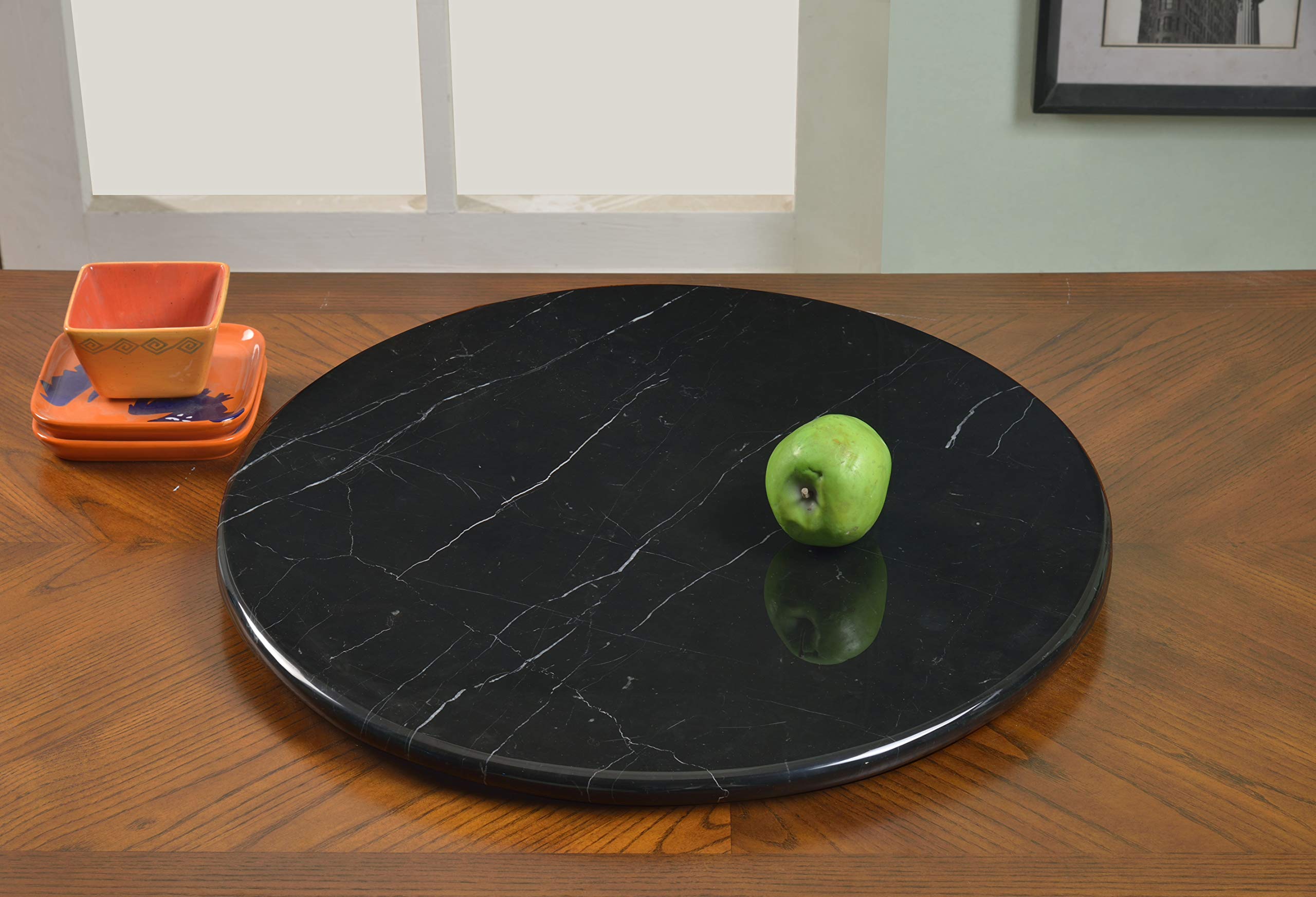 MILAN Bryanna Lazy Susan, 24", Black Marble