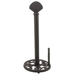 rustic black cast iron seashell paper towel holder 16" - seashell decoration -