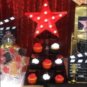 SinoAcrylic 4 Tier Square Cupcake Stand With Fantastic Plate - Dessert Display Holders - Black Stacked Party Cupcake Tree - Tiered Cake Stand - Cupcake Tower for Parties Birthday