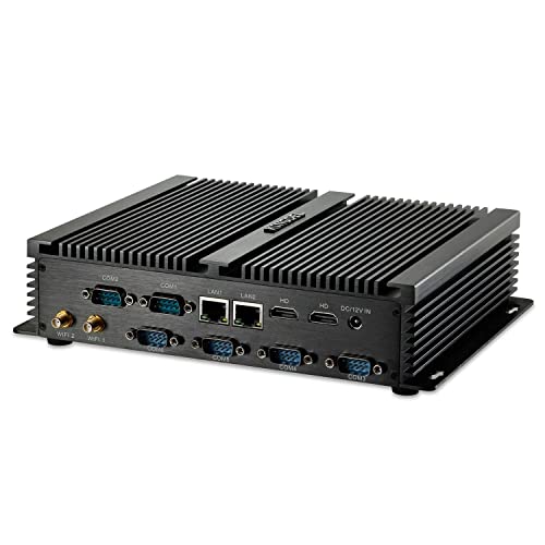 KINGDEL Fanless Industrial PC, W-11 Pro Mini Computer with Intel i7 CPU, 8GB RAM, 512GB SSD, 2xNICs, 2xHD Ports, 4xUSB 3.0, 6xCOM RS232