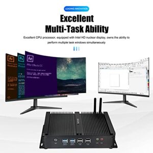 KINGDEL Fanless Industrial PC, W-11 Pro Mini Computer with Intel i7 CPU, 8GB RAM, 512GB SSD, 2xNICs, 2xHD Ports, 4xUSB 3.0, 6xCOM RS232