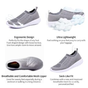 TIOSEBON Women's Slip On Walking Tennis Shoes Casual Mesh-Comfortable Work Workout Running Sneakers 6 US Gray