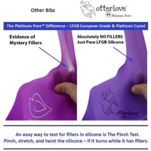 Otterlove Silicone Bib-100% Pure Platinum LFGB Baby Bibs 6-48 months-No Fillers-BPA and Phthalate Free (2 Bib Pack - Blue Elephants & Lemon Lime Otters)