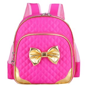 Mysticbags Toddler Preschool Bag Kindergarten Kids Backpack for Little Girls 11 inches (Rose red)