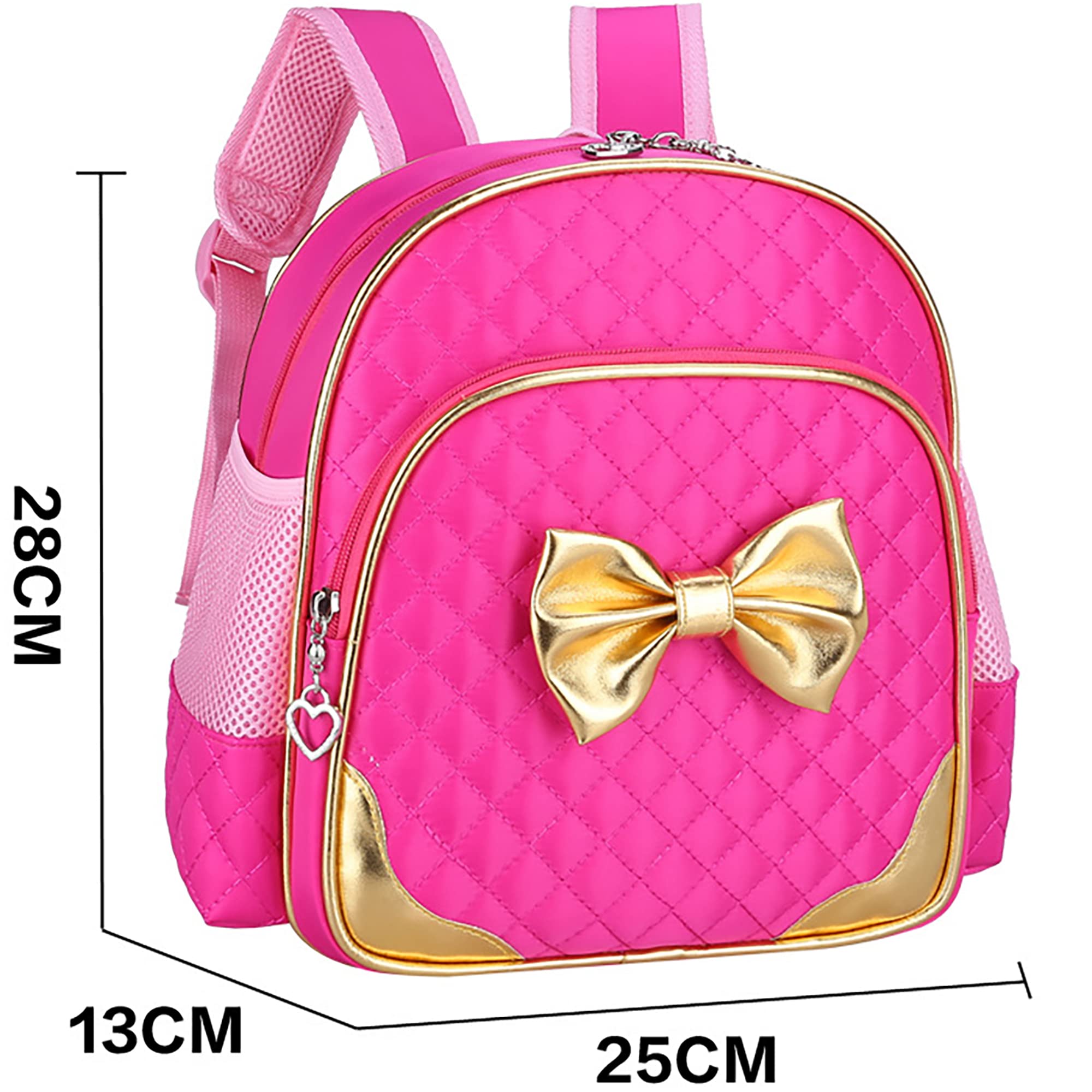 Mysticbags Toddler Preschool Bag Kindergarten Kids Backpack for Little Girls 11 inches (Rose red)