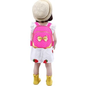 Mysticbags Toddler Preschool Bag Kindergarten Kids Backpack for Little Girls 11 inches (Rose red)