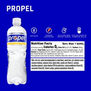 Propel, Lemon, Zero Calorie Sports Drinking Water with Electrolytes and Vitamins C&E, 16.9 Ounce Bottles (Pack of 12), 16.9 Fl Oz (Pack of 12)