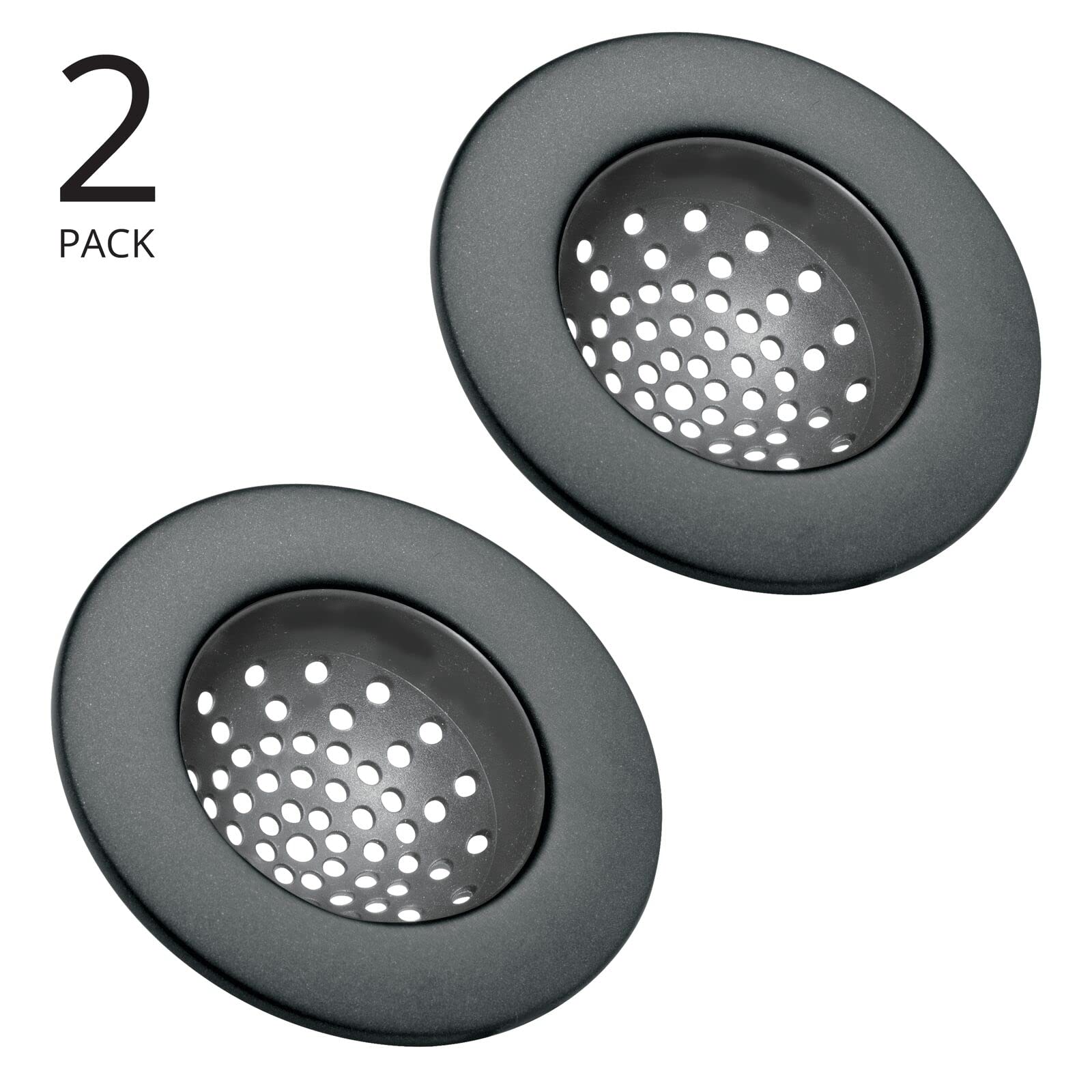 mDesign Modern Kitchen Sink Strainer, Drain Cover for Standard Kitchen Sinks, Double Farmhouse Sinks, Utility Sinks - Flexible Base Traps Debris, Wide Metal Rim, 4" Round - 2 Pack - Bronze