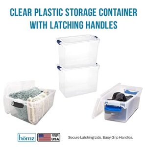 HOMZ 15.5 Quart Plastic Multipurpose Stackable Storage Container Tote Bins with Secure Latching Lids for Home or Office Organization, Clear (4 Pack)