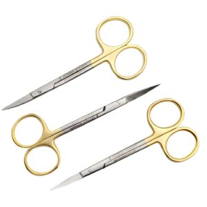 Scissors 4.5 inch CURVED Set of 3 for office art and craft applique BY Wise Linkers