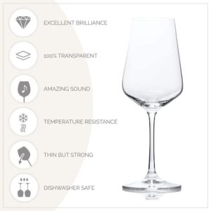 Crystalex Wine Glasses Set Of 6, Long Stemmed Crystal Red & White Wine Glass Set, 100% Lead-Free (350 ML)