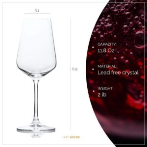 Crystalex Wine Glasses Set Of 6, Long Stemmed Crystal Red & White Wine Glass Set, 100% Lead-Free (350 ML)