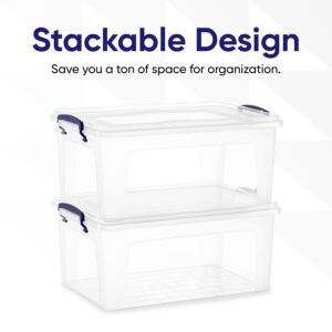 Superio Clear Storage Container with Lid, 16 Quart Plastic Bin for organization, Non-Toxic, BPA Free, Odor-Free, Stackable Latch Box organizer for Home, Dorm, Classroom, Garage, Closet (16 Quart)