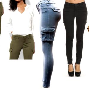 Jack David/Wax Jeans/Lucy Jeans Women's Cargo Pants Stretch Solid Casual Skinny