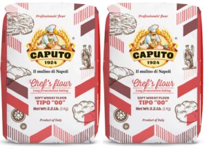 antimo caputo chefs flour - italian double zero 00 - soft wheat for pizza dough, bread, & pasta, 2.2 lb (pack of 2)