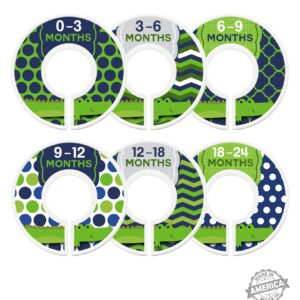 Modish Labels Baby Clothes Size Dividers, Baby Closet Organizers, Size Dividers, Baby Closet Organizers, Closet Dividers, Clothes Organizer, Boy, Woodland, Alligator, Navy, Green (Baby)