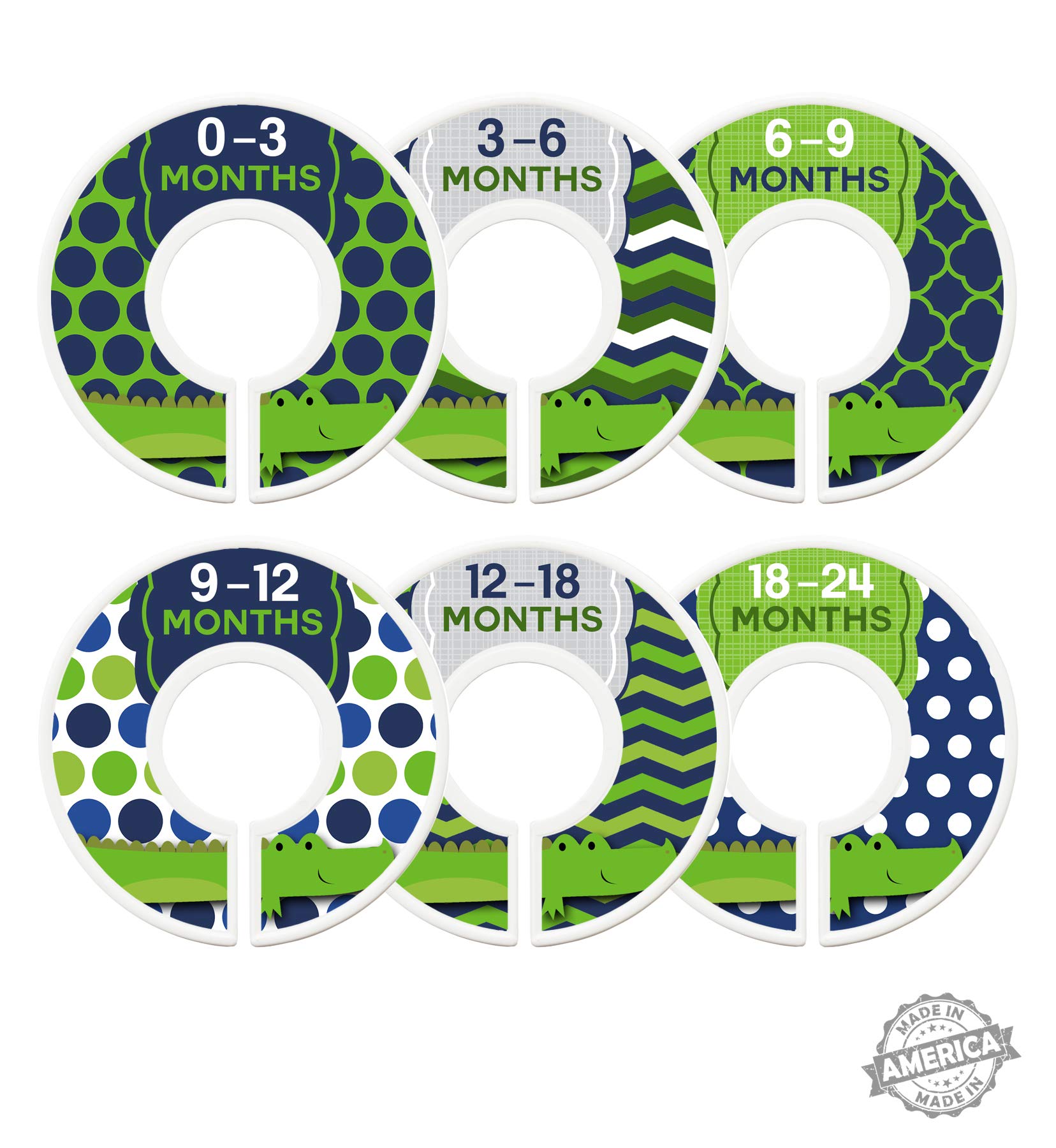 Modish Labels Baby Clothes Size Dividers, Baby Closet Organizers, Size Dividers, Baby Closet Organizers, Closet Dividers, Clothes Organizer, Boy, Woodland, Alligator, Navy, Green (Baby)