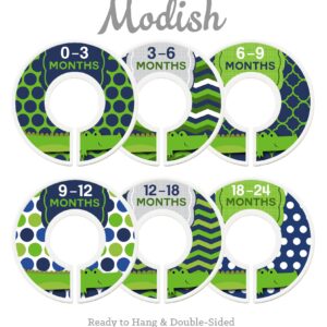 Modish Labels Baby Clothes Size Dividers, Baby Closet Organizers, Size Dividers, Baby Closet Organizers, Closet Dividers, Clothes Organizer, Boy, Woodland, Alligator, Navy, Green (Baby)