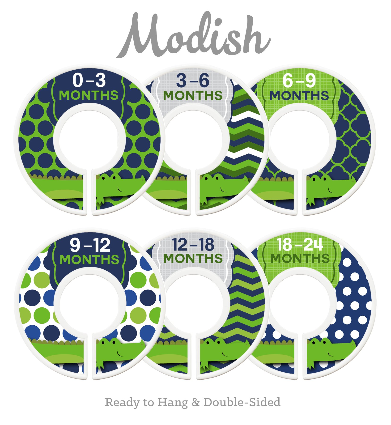 Modish Labels Baby Clothes Size Dividers, Baby Closet Organizers, Size Dividers, Baby Closet Organizers, Closet Dividers, Clothes Organizer, Boy, Woodland, Alligator, Navy, Green (Baby)