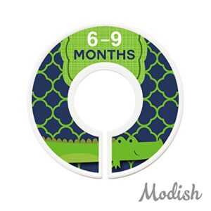 Modish Labels Baby Clothes Size Dividers, Baby Closet Organizers, Size Dividers, Baby Closet Organizers, Closet Dividers, Clothes Organizer, Boy, Woodland, Alligator, Navy, Green (Baby)