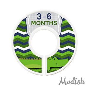 Modish Labels Baby Clothes Size Dividers, Baby Closet Organizers, Size Dividers, Baby Closet Organizers, Closet Dividers, Clothes Organizer, Boy, Woodland, Alligator, Navy, Green (Baby)