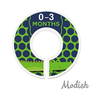 Modish Labels Baby Clothes Size Dividers, Baby Closet Organizers, Size Dividers, Baby Closet Organizers, Closet Dividers, Clothes Organizer, Boy, Woodland, Alligator, Navy, Green (Baby)