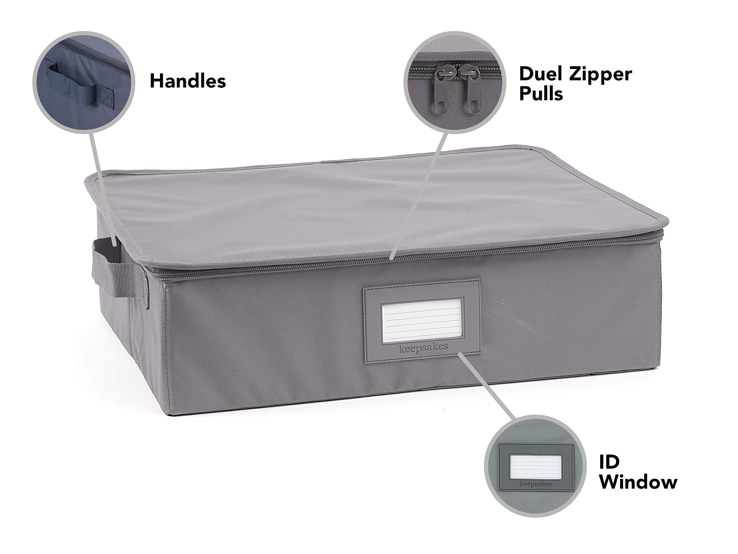 Covermates Keepsakes - Zip-Top Storage Box - Heavy Duty Polyester- Reinforced Handles - Stackable Design - Indoor Storage-Graphite