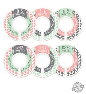 modish labels baby clothes size dividers, baby closet organizers, closet size dividers, baby closet organizers, clothes organizer, girl, woodland, arrows, nordic, boho, pink, mint, gray (baby)