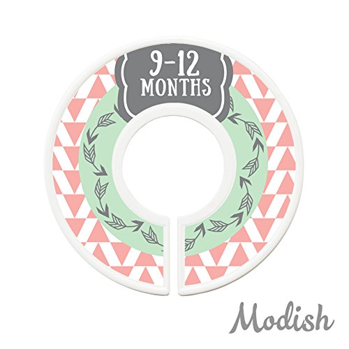 Modish Labels Baby Clothes Size Dividers, Baby Closet Organizers, Closet Size Dividers, Baby Closet Organizers, Clothes Organizer, Girl, Woodland, Arrows, Nordic, Boho, Pink, Mint, Gray (Baby)