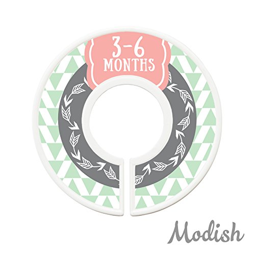 Modish Labels Baby Clothes Size Dividers, Baby Closet Organizers, Closet Size Dividers, Baby Closet Organizers, Clothes Organizer, Girl, Woodland, Arrows, Nordic, Boho, Pink, Mint, Gray (Baby)